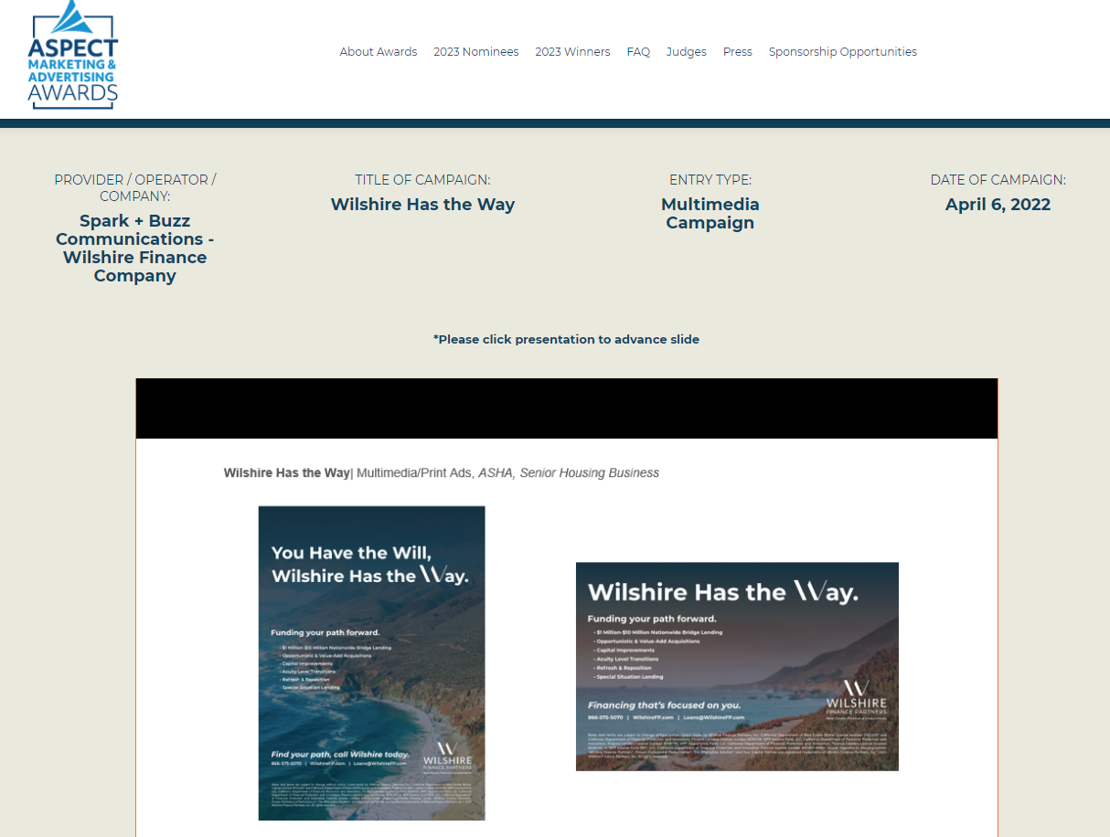 Spark + Buzz Earns First Place in Aspect Marketing & Advertising Awards - Spark + Buzz ...